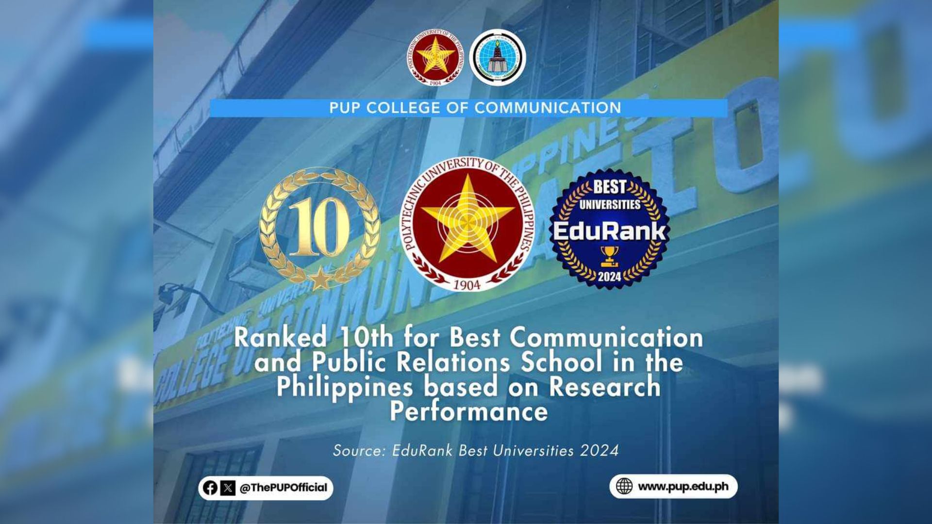 PUP Ranks 10th As The Best University For Communications And Public ...